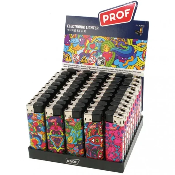 Prof – Lighter HIPPIE STYLE, electronic 5 assorted - Enoksen APS